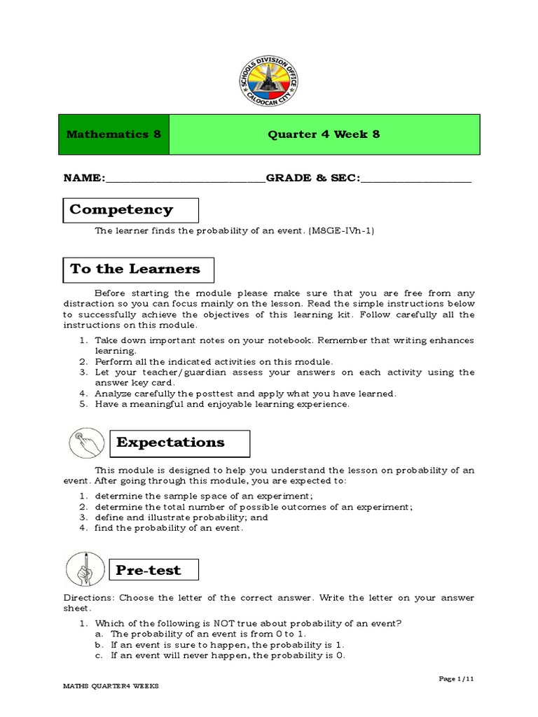 Math 8 Q4 Week 8 | PDF