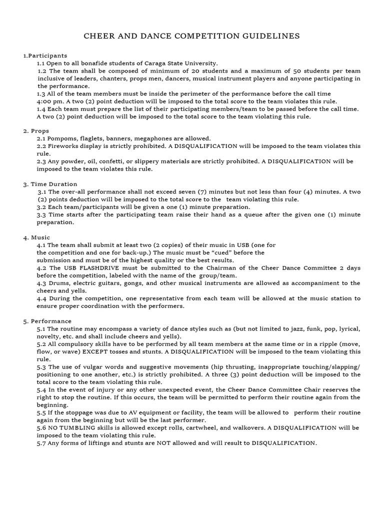 Cheer & Dance Competition Rules | PDF | Entertainment | Performing Arts