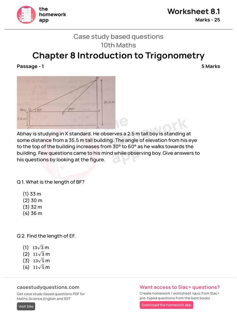 (Worksheet 8.1) - (Chapter Introduction To Trigonometry) | PDF | Worksheet