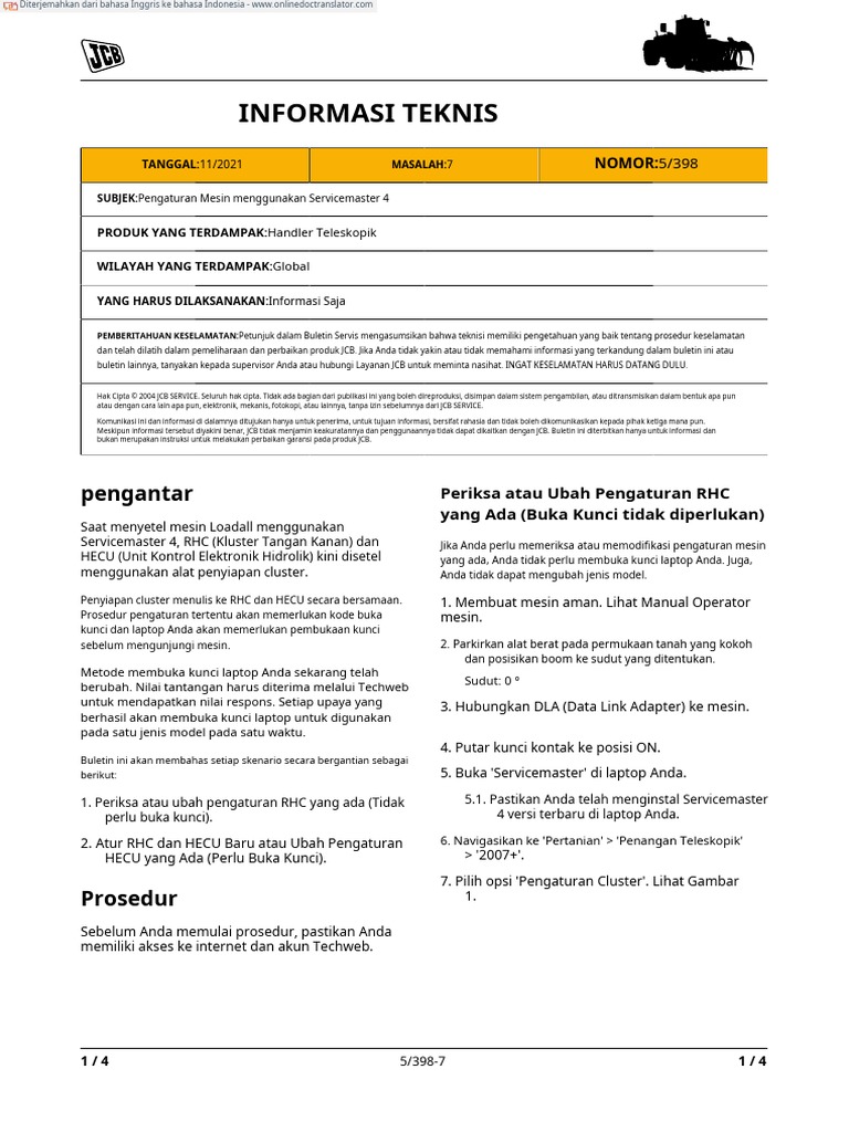 TI 5-398 Machine Setup Using Servicemaster 4.en - Id | PDF