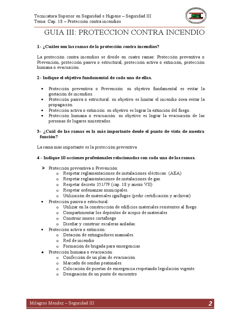Guia 2 Proteccion de Incendio | PDF | Protección contra incendios | Combustión