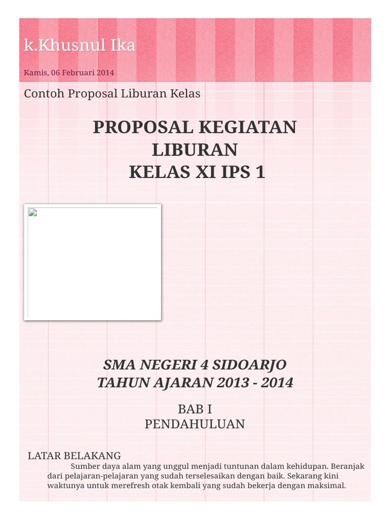 k.Khusnul Ika_ Contoh Proposal Liburan Kelas105239 | PDF