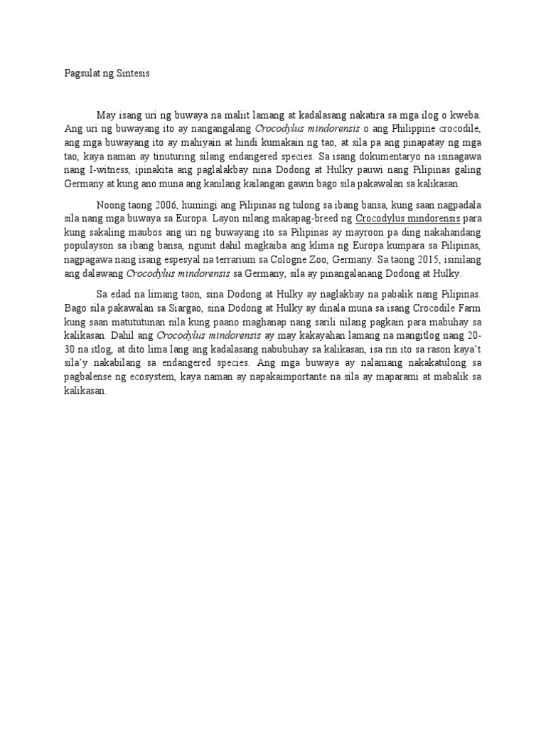 Pagsulat NG Sintesis | PDF