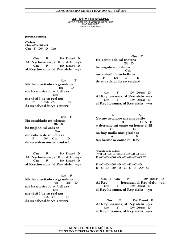 Al Rey Hossana | PDF | Adoración Cristiana Y Liturgia