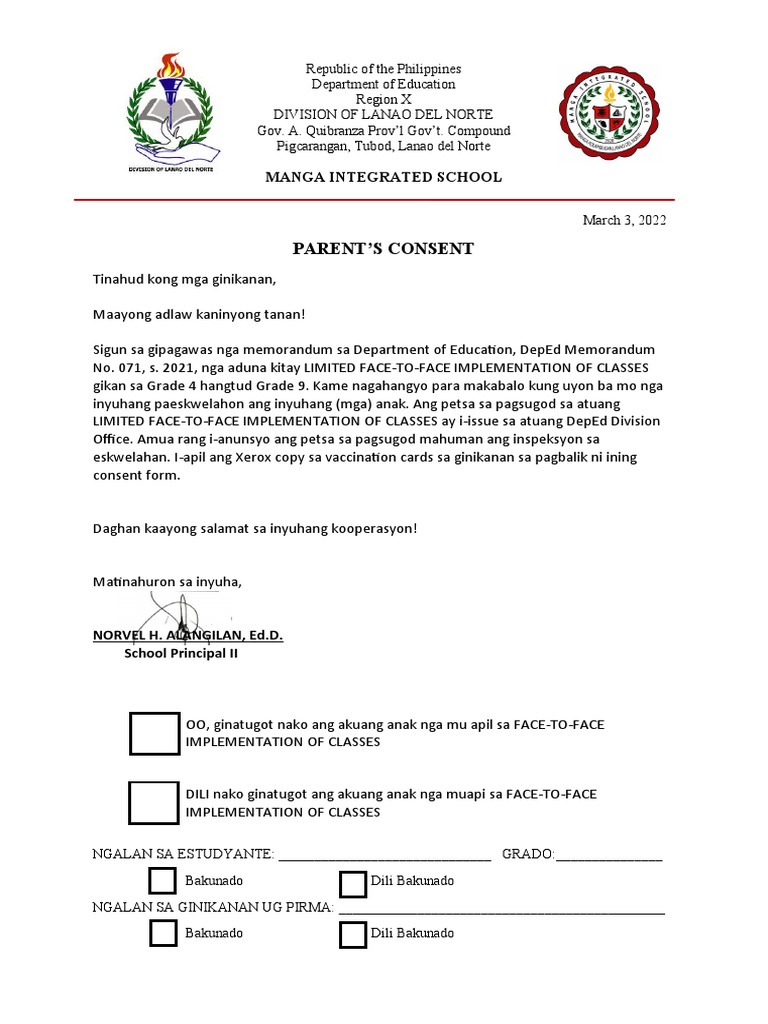 Consent For Face To Face | PDF