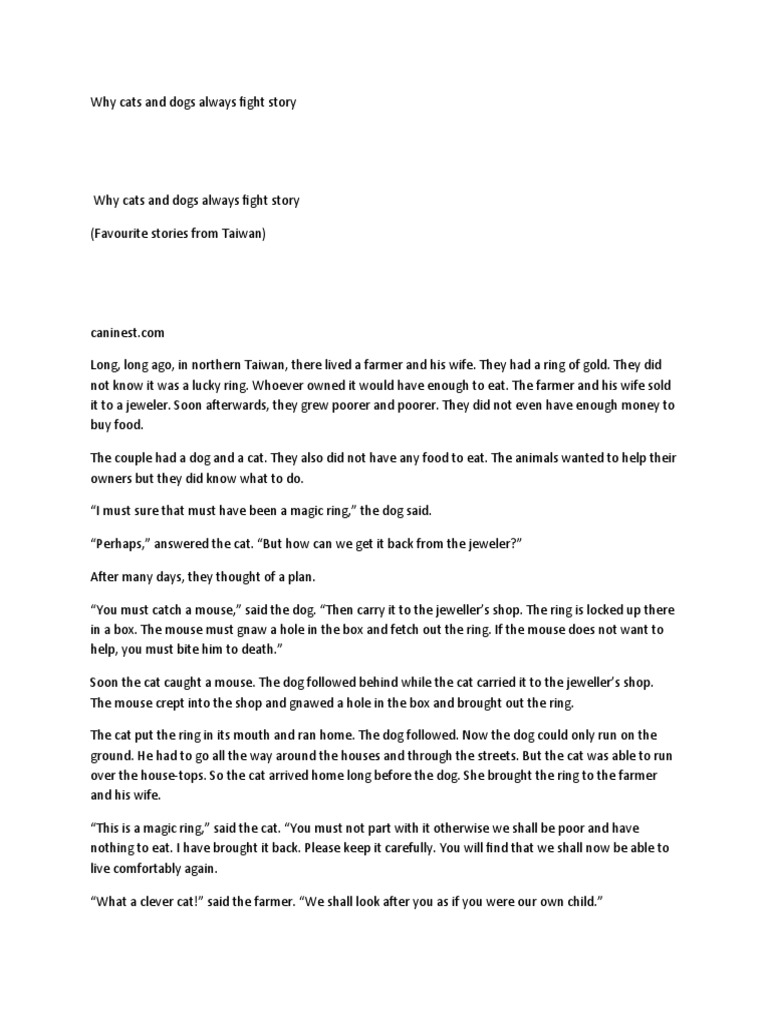 Why cats and dogs always fight story | PDF