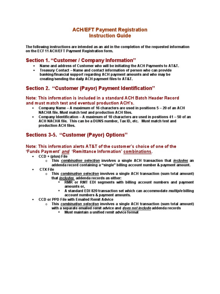 ECF11 ATT ACH EFT Instruction Guide | PDF