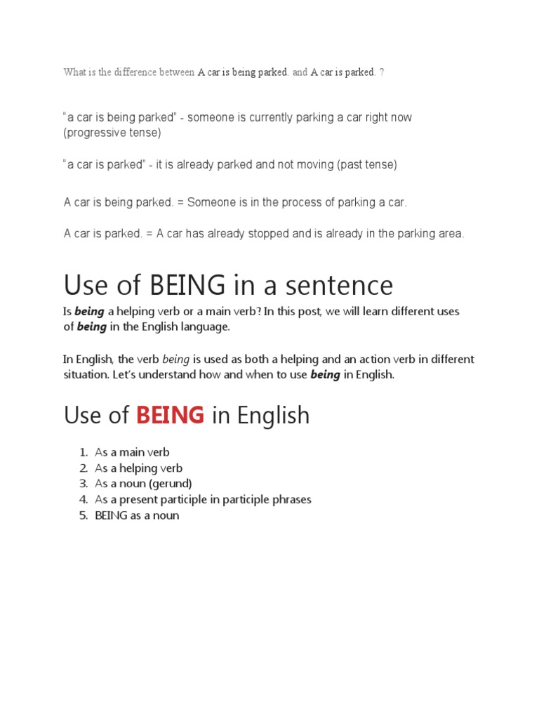 Understanding the Verb "Being" | PDF | Verb | Linguistics