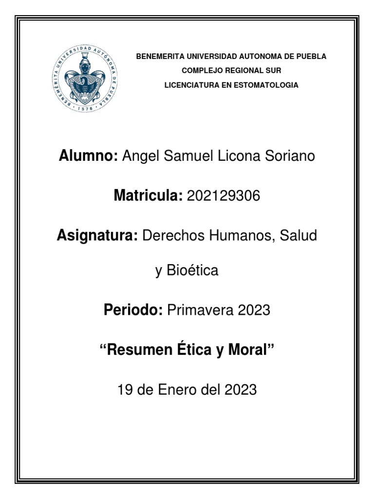 Resumen Etica y Moral - Angel Samuel Licona Soriano | PDF | Moralidad | Axiología