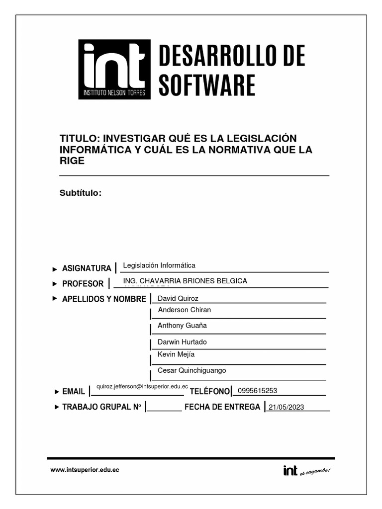 Ta1p - T - A - 1 Investigar Qué Es La Legislación Informática y Cuál Es ...