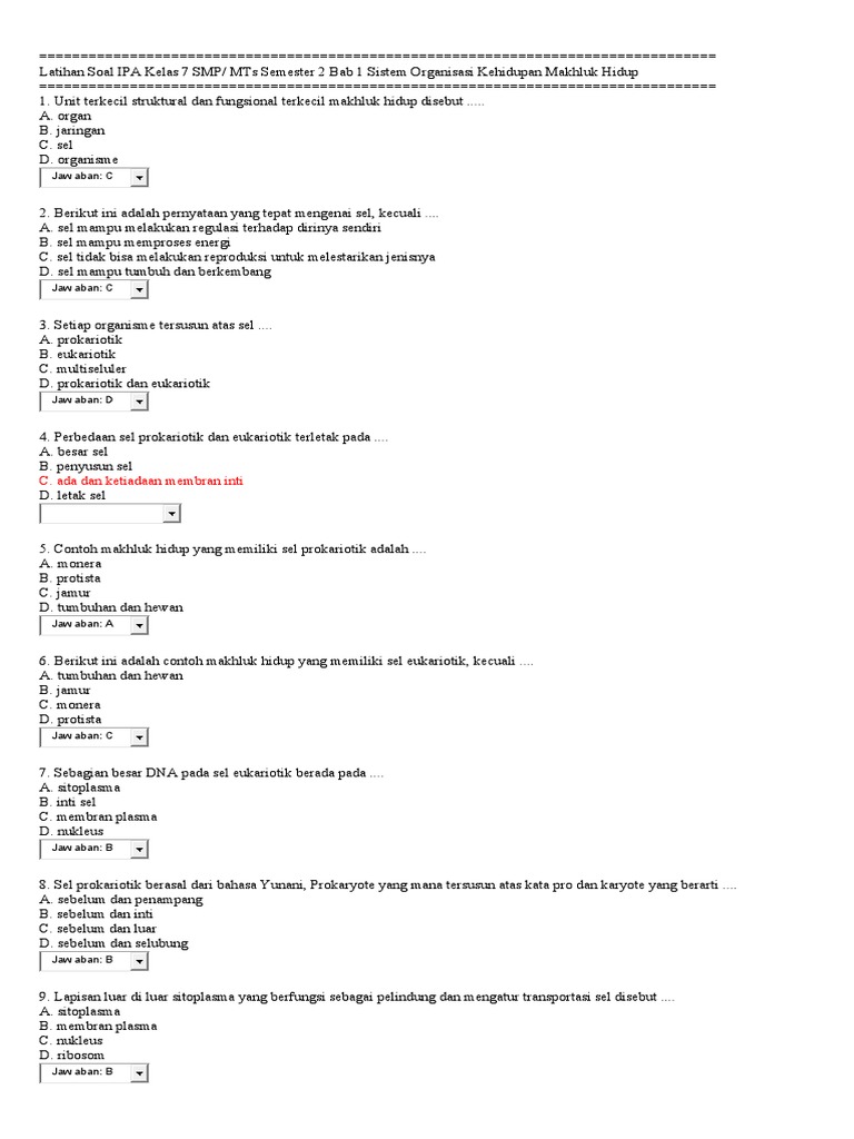 Latihan Soal IPA Kelas 7 SMP Bab 7 | PDF | Sains & Matematika