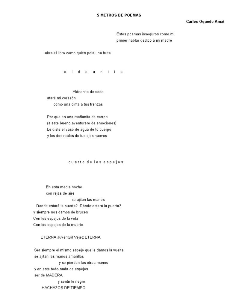 5 METROS DE POEMAS (Carlos Oquendo Amat) | PDF
