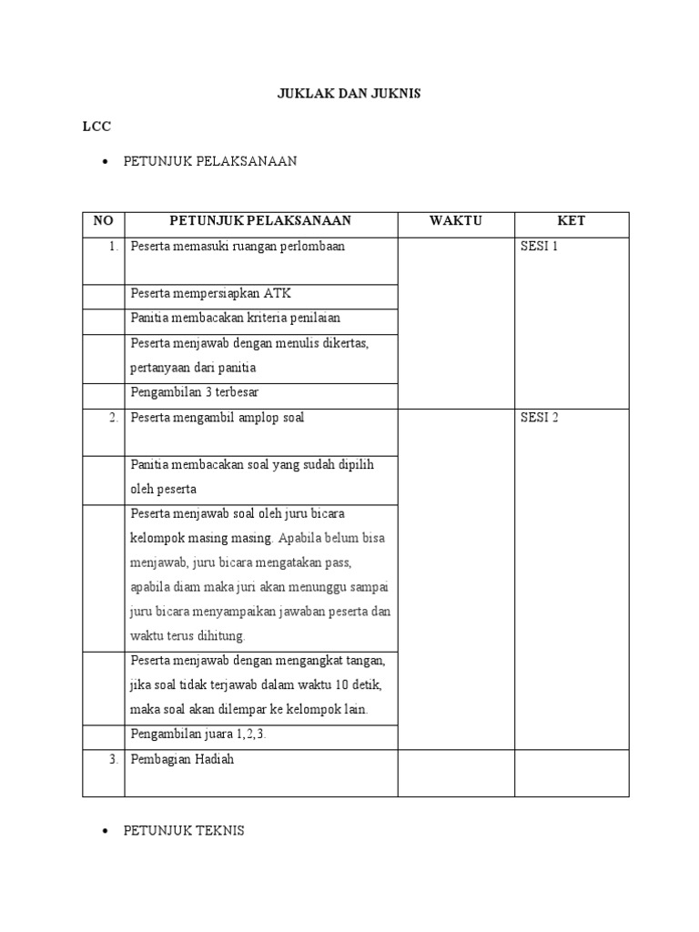 Juklak Dan Juknis Lomba | PDF