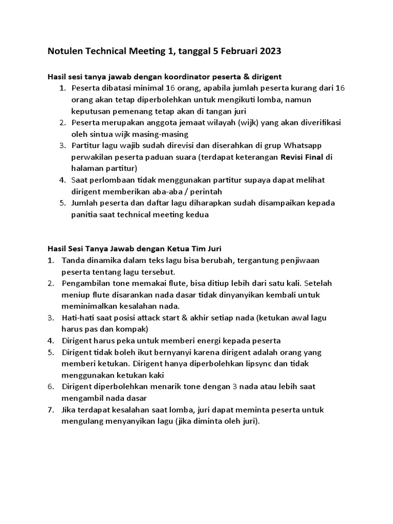 Notulen Technical Meeting 1 | PDF