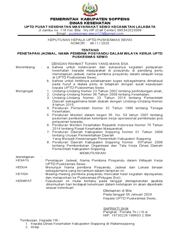 SK Pembina Posyandu Sewo | PDF