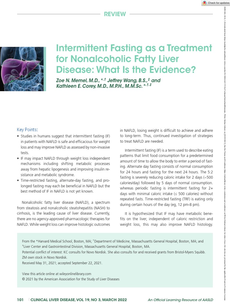 Clinical Liver Disease - 2022 - Memel - Intermittent Fasting As A ...