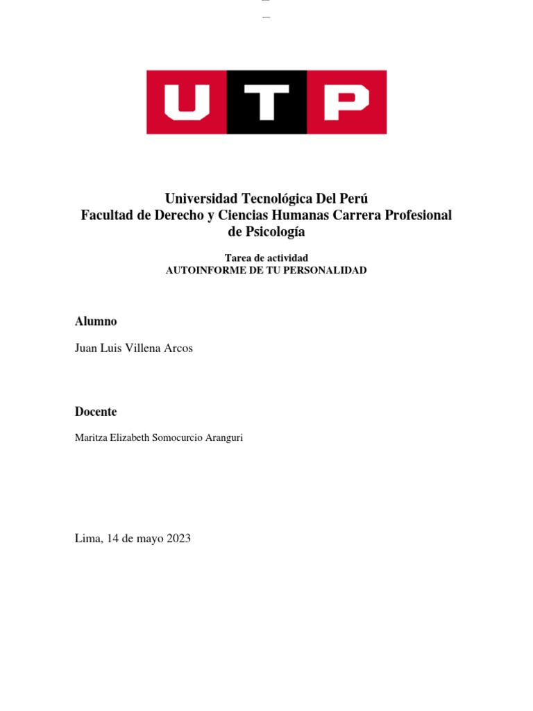 Autoinforme Curso Personalidad | PDF