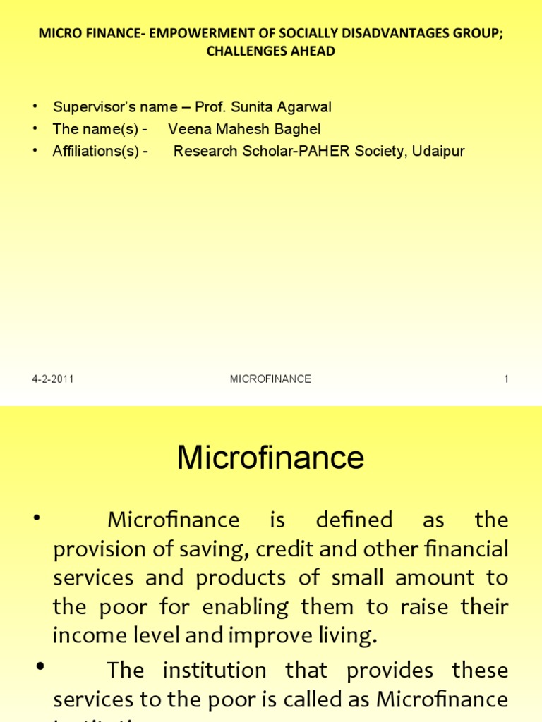 Disadvantages of Microfinance Explained | PDF | Microfinance | Banks