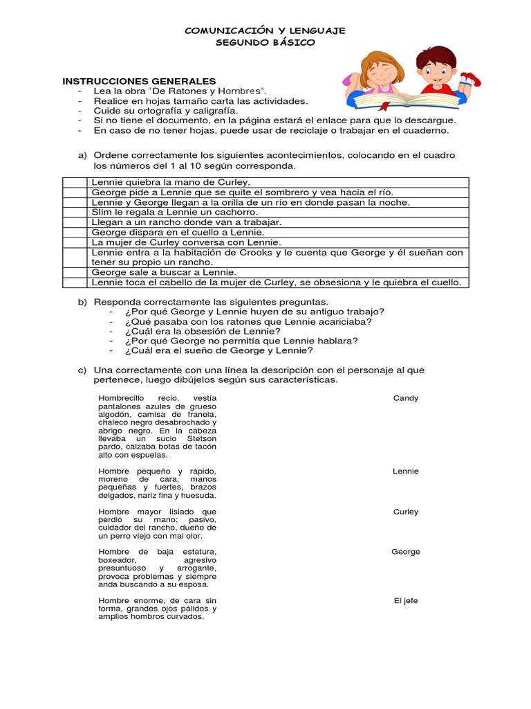 De Ratones y Hombres Comprensión Lectora | PDF
