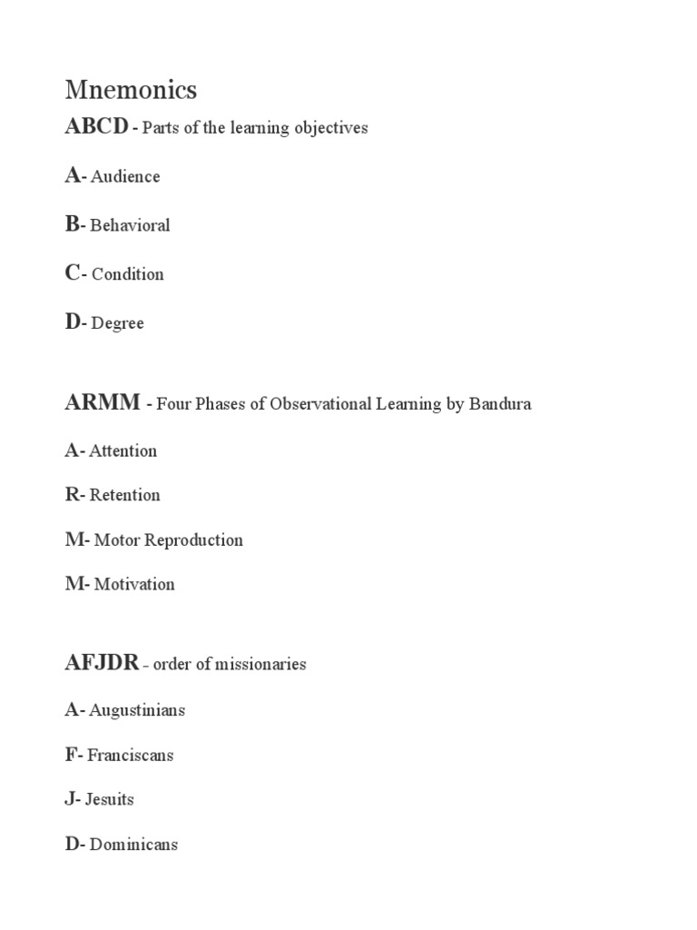 Mnemonic S | PDF