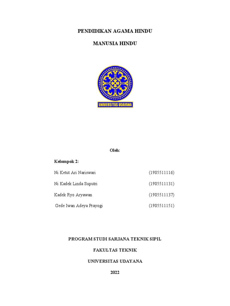 Kelompok 2 - Makalah Pendidikan Agama Hindu - Manusia Hindu Fix | PDF