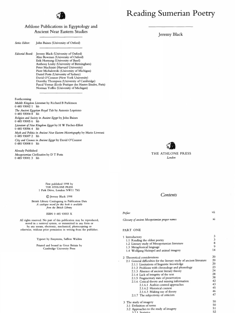 Sumerian Poetry: A Literary Study | PDF | Poetry | Cuneiform
