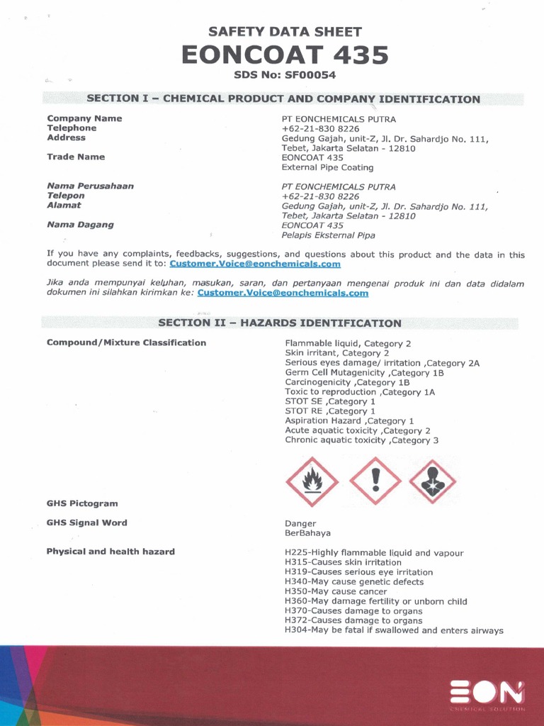 MSDS Eon 435-19 May 2023 | PDF