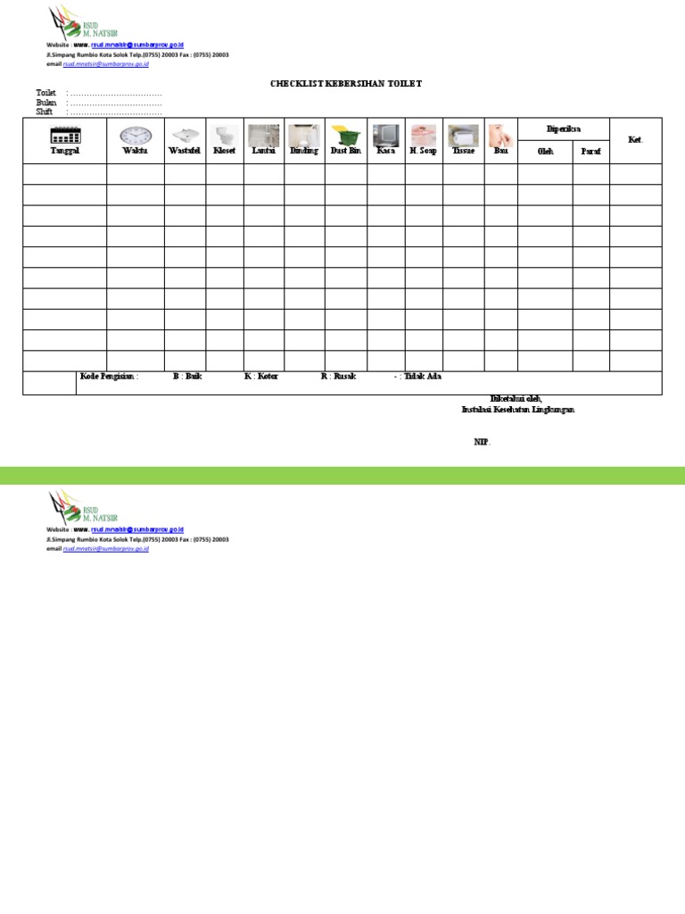 Checklist Kebersihan Toilet | PDF
