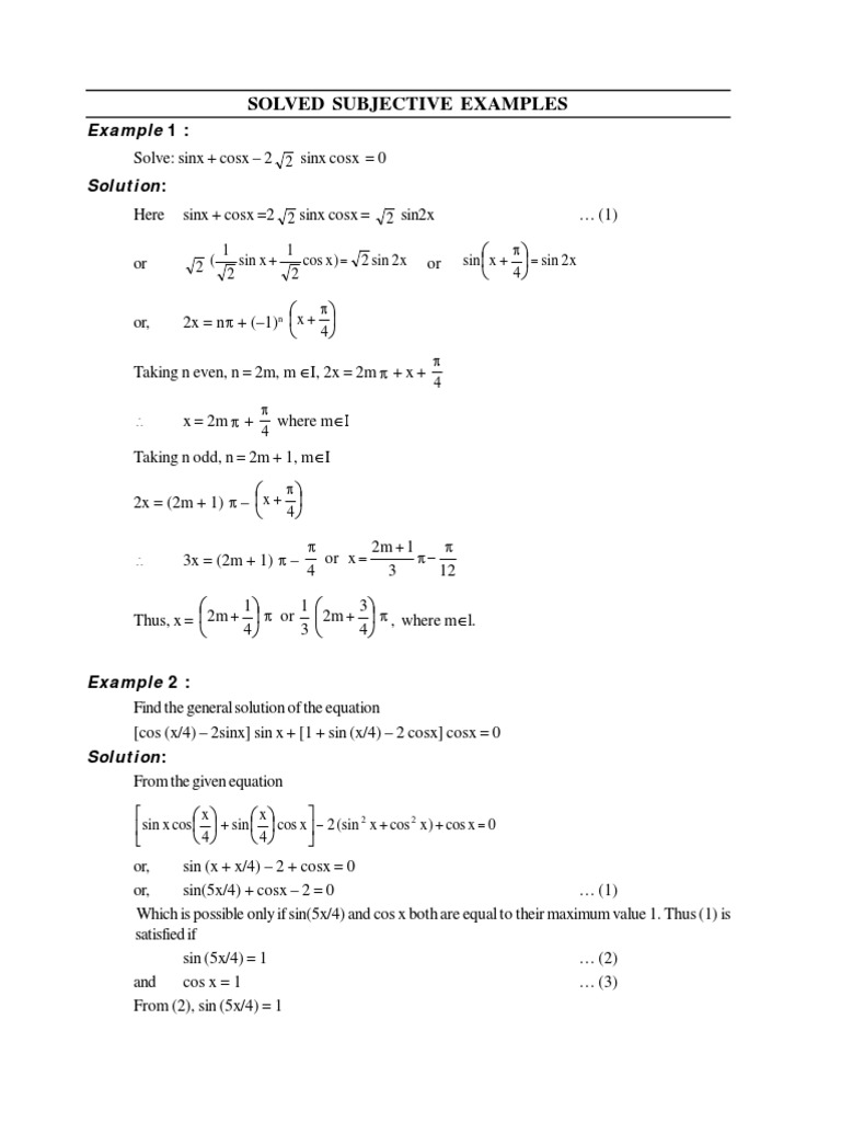 Trigonometric Equation-02-Solved Example | Download Free PDF ... Trigonometric Equation-02-Solved Example | Download Free PDF ...