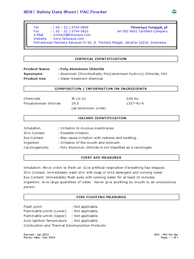SDS PAC Powder | PDF | Water | Sodium Carbonate