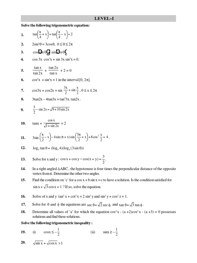 Trigonometric Equation-04 - Exercise-2 | PDF | Trigonometric Functions | Equations