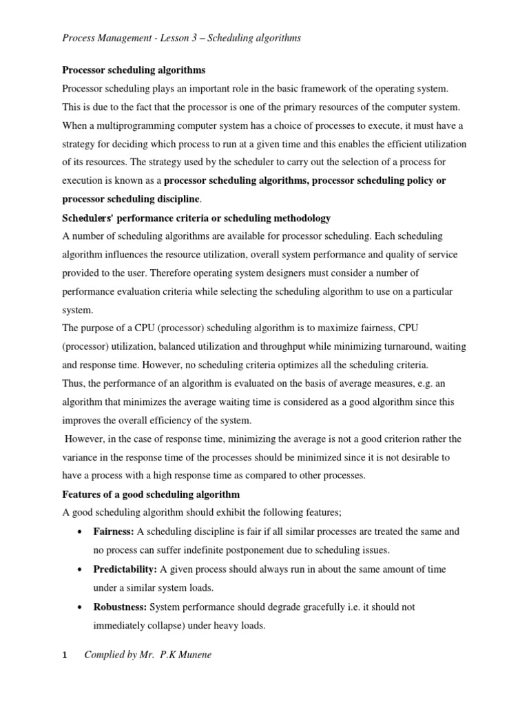 Process Management - Lesson 3 - Scheduling Algorithms1-2 | PDF | Scheduling (Computing ...
