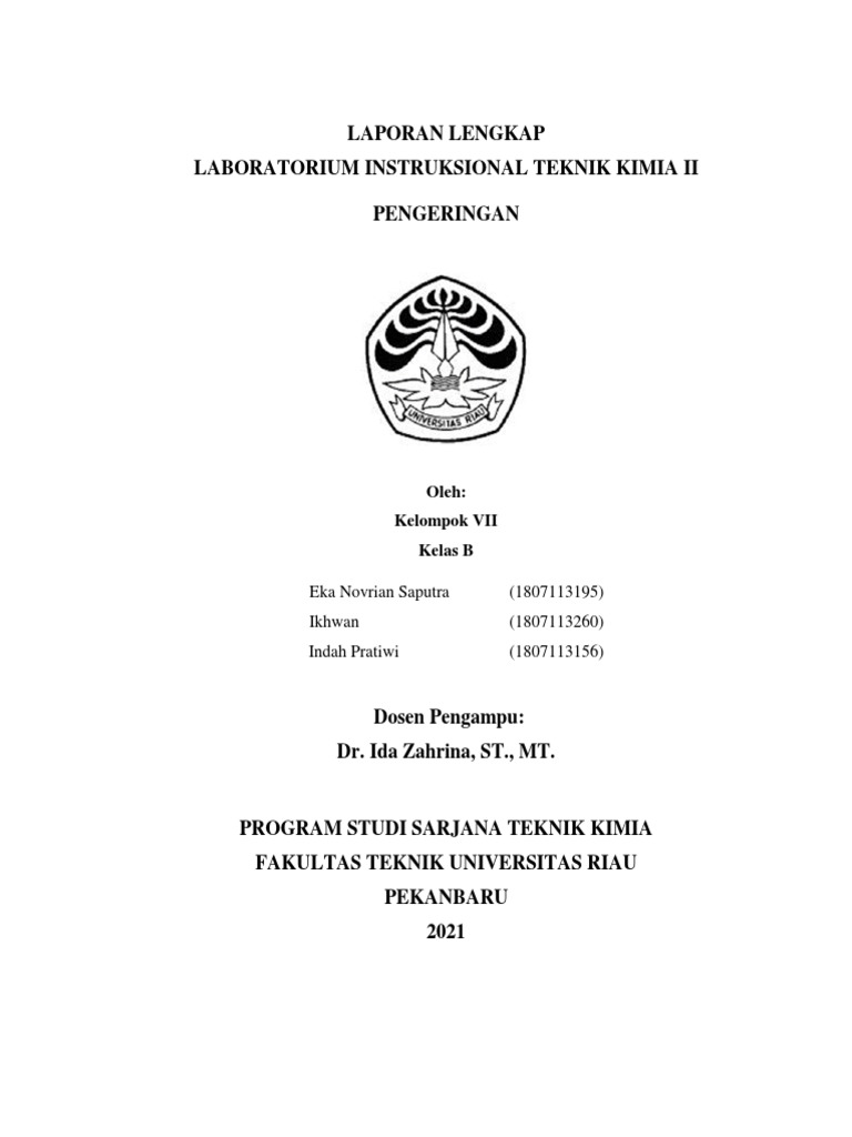 Laporan Pengeringan - Kelompok 7 - B - LABTEK II | PDF