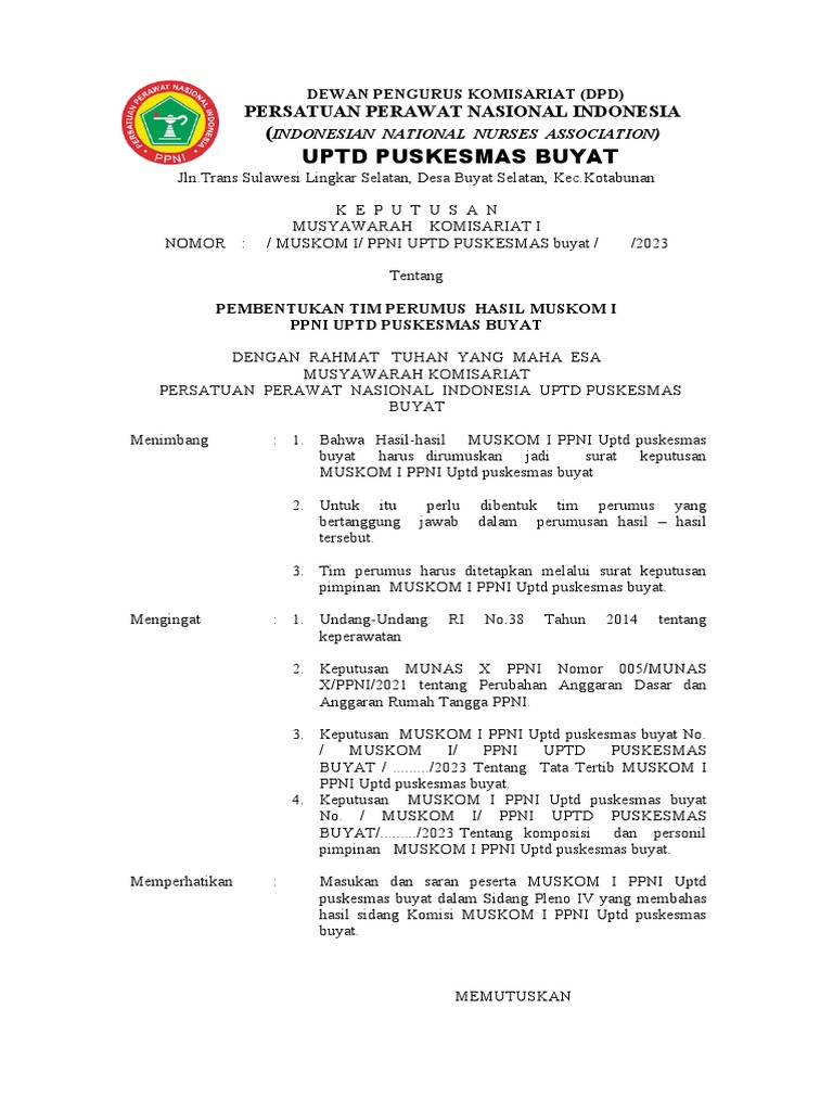6.SK. Pembentukan Tim Perumus Sulut | PDF