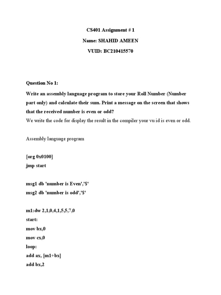 CS401 Assignment | PDF