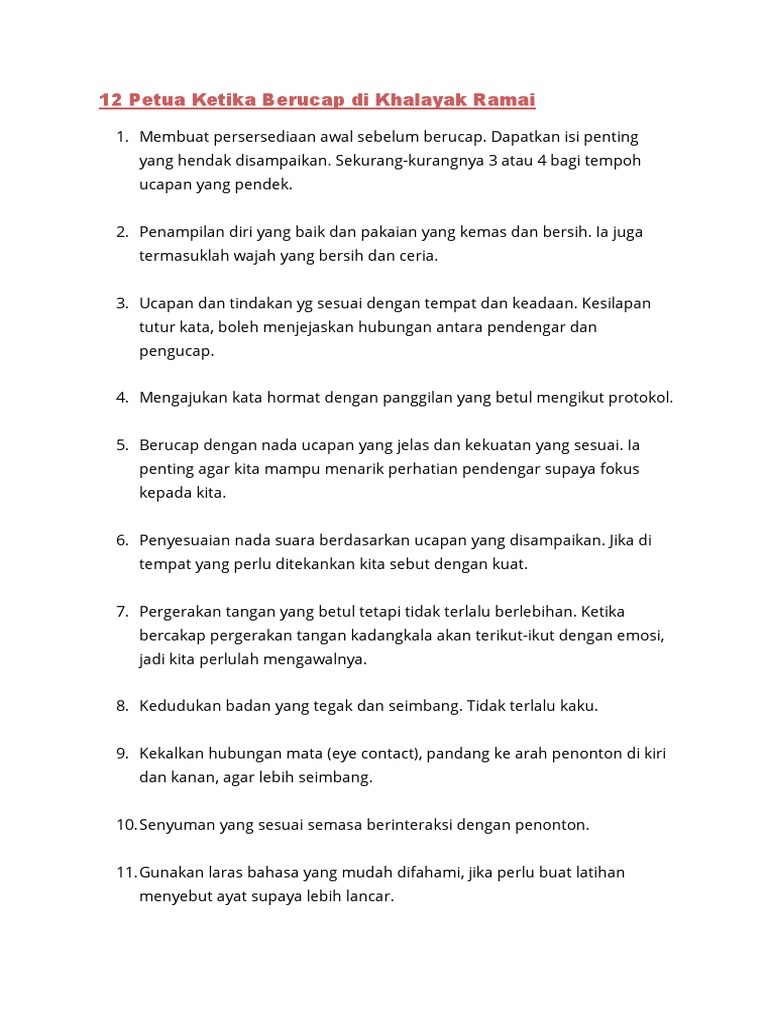 Petua Berucap di Khalayak Ramai | PDF