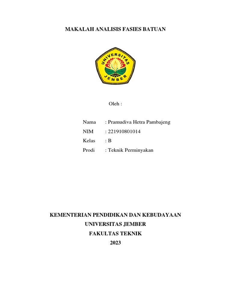 Makalah Fasies Batuan Sedimentologi-Pramudiva Hetra-221910801014 | PDF ...