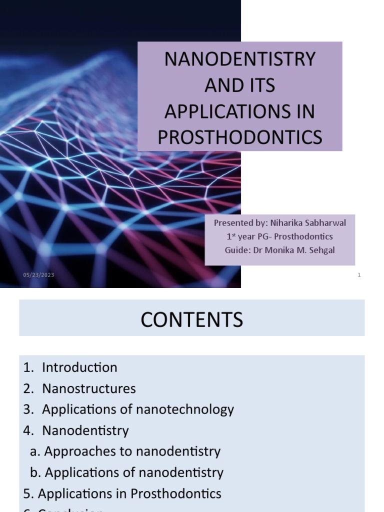 Nanodentistry and Its Applications in Prosthodontics | PDF | Nanotechnology | Nanoparticle