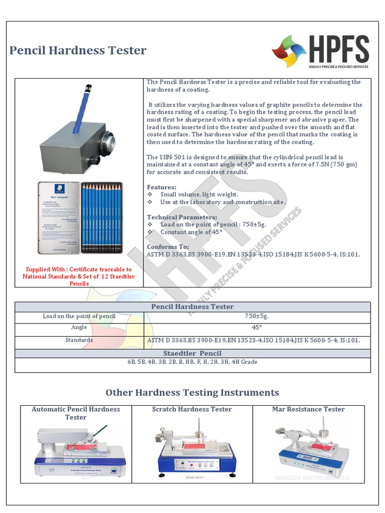 Pencil Hardness Tester | PDF | Pencil | Hardness