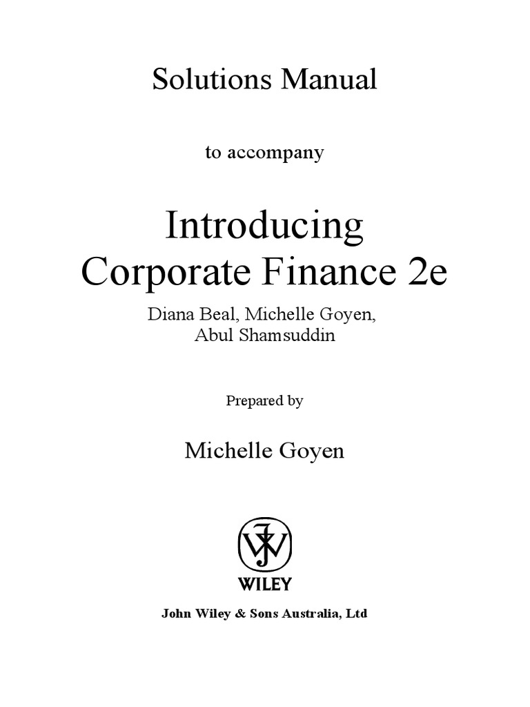 Solutions Manual: Introducing Corporate Finance 2e | Download Free PDF ...
