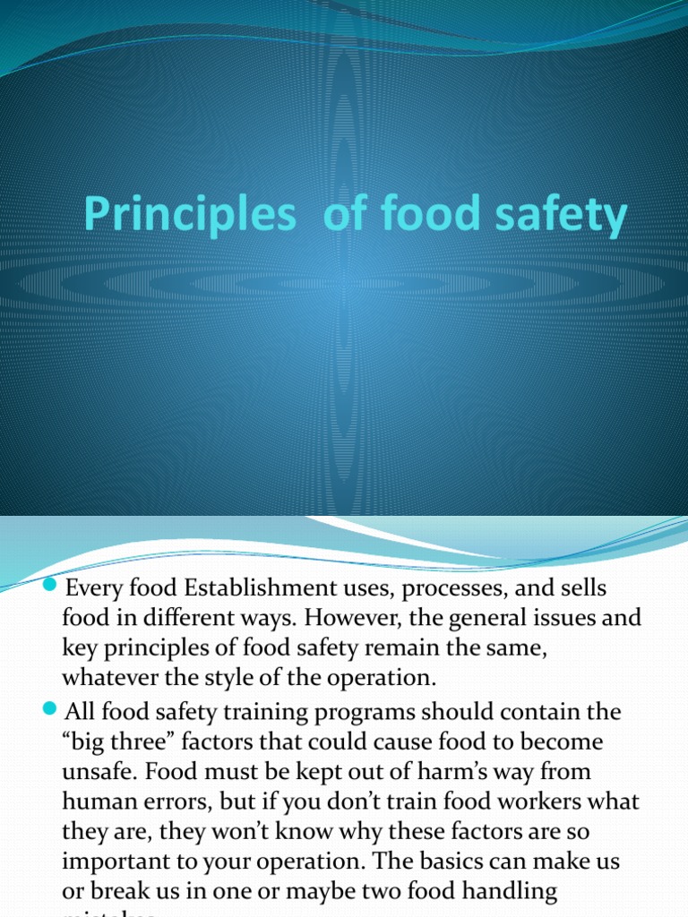 Principles of Food Safety | PDF