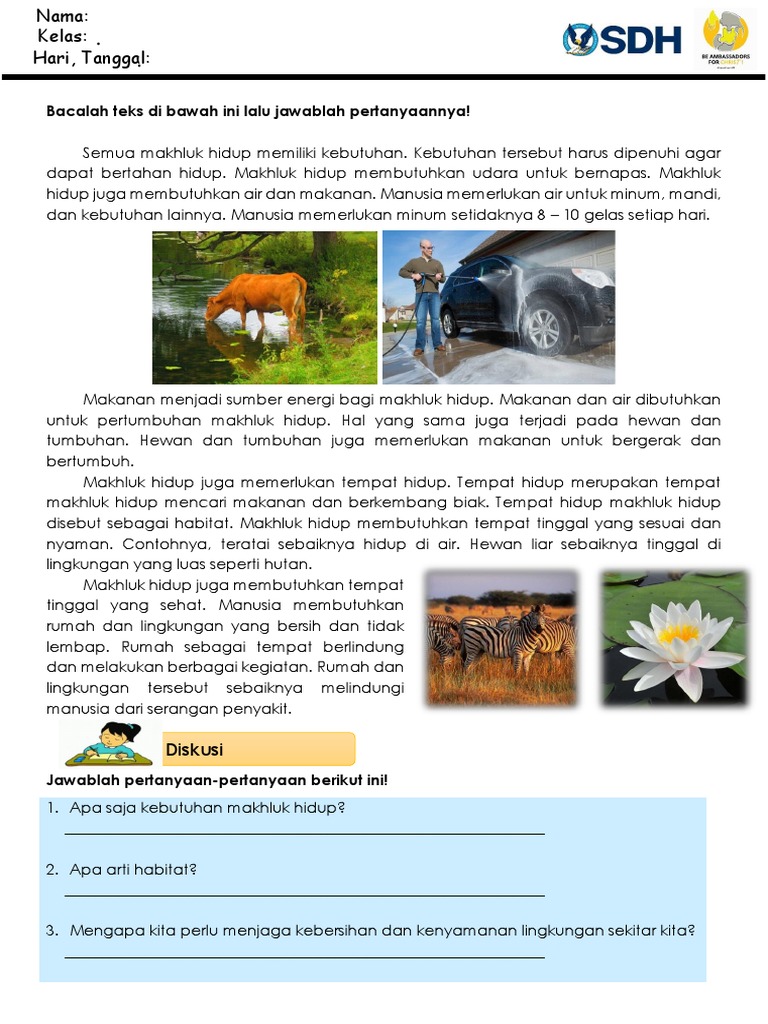 Worksheet 3_Bacaan Bahasa Indonesia | PDF