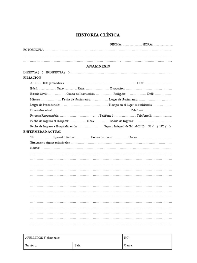 Formato HC Hma | PDF | Especialidades Medicas | Medicina CLINICA