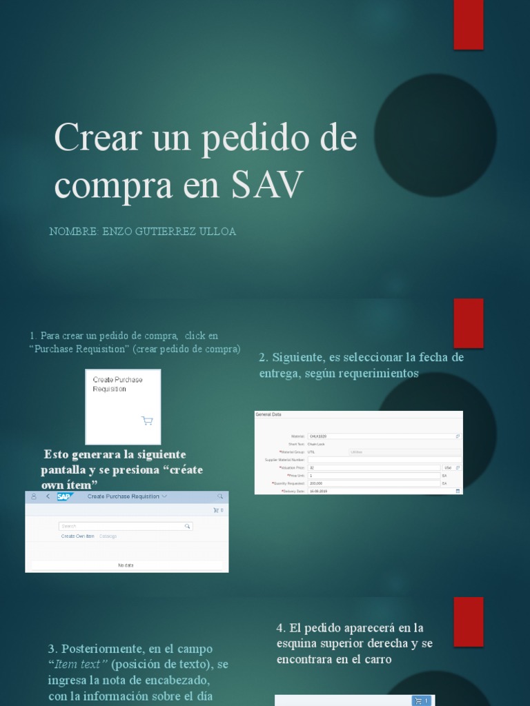Crear Un Pedido de Compra en SAV | PDF