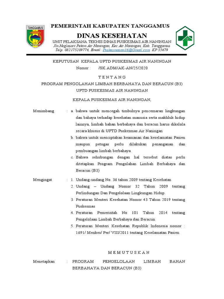 1.4.3.1 SK LIMBAH B3 | PDF