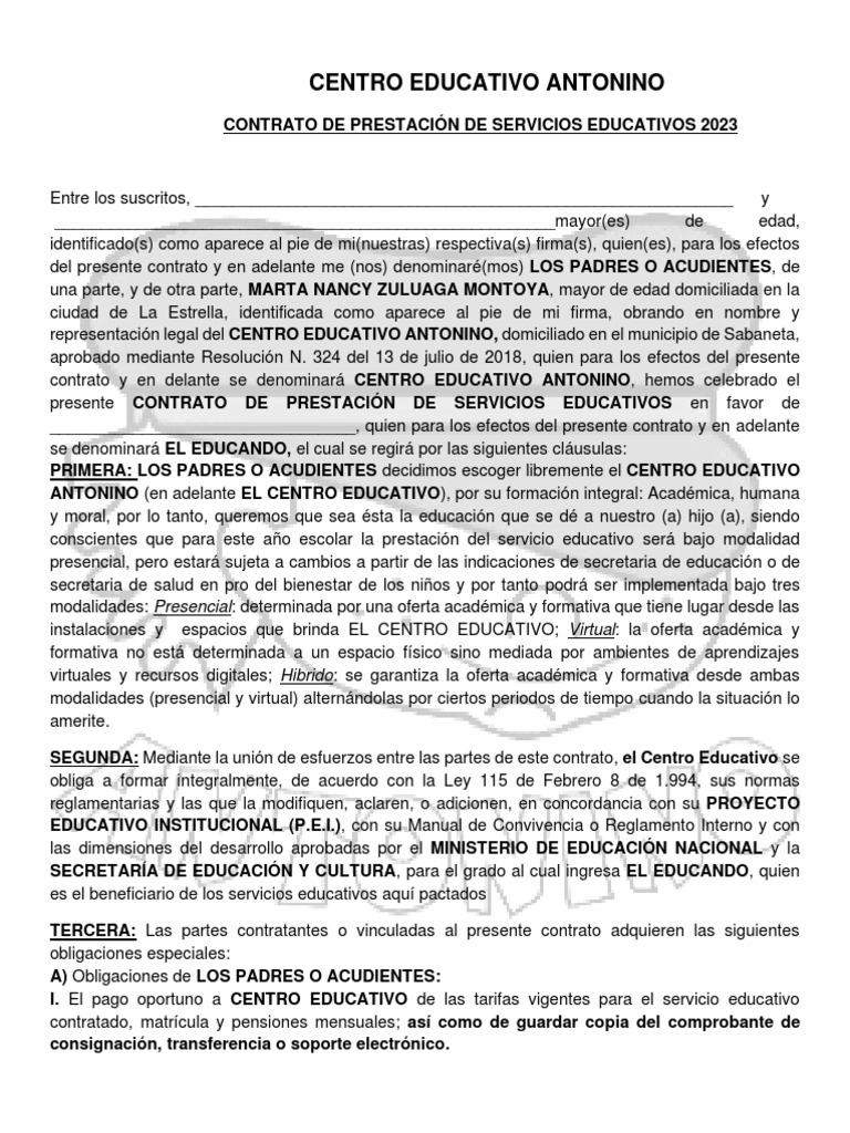 Contrato Educativo 2023 | PDF | Regulación | Justicia
