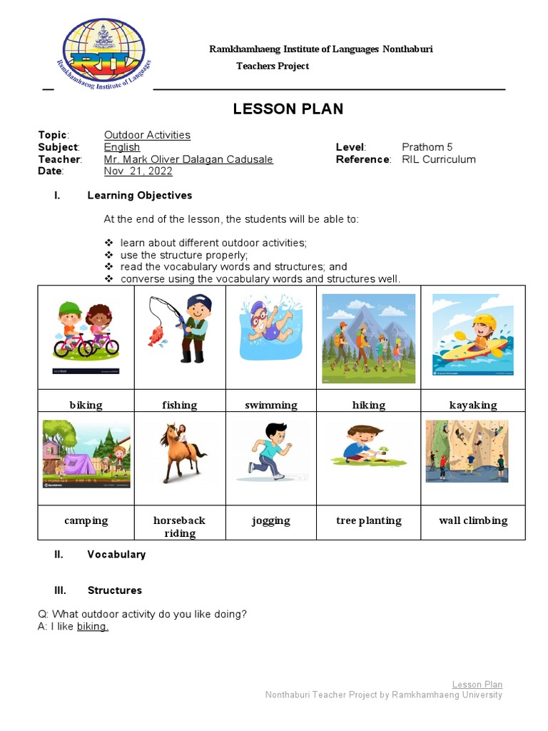 Lesson Plan (Days of the Week) Refresh Format | PDF | Lesson Plan ...