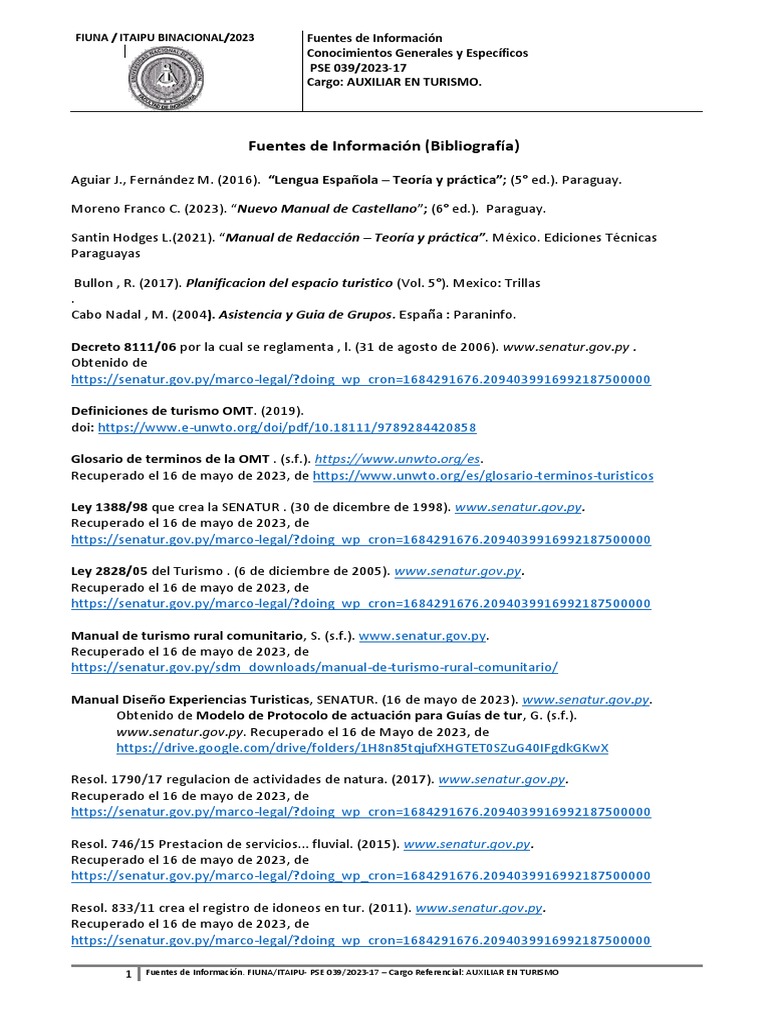 Pse 039-2023-17 Cargo Auxiliar en Turismo | PDF | Turismo