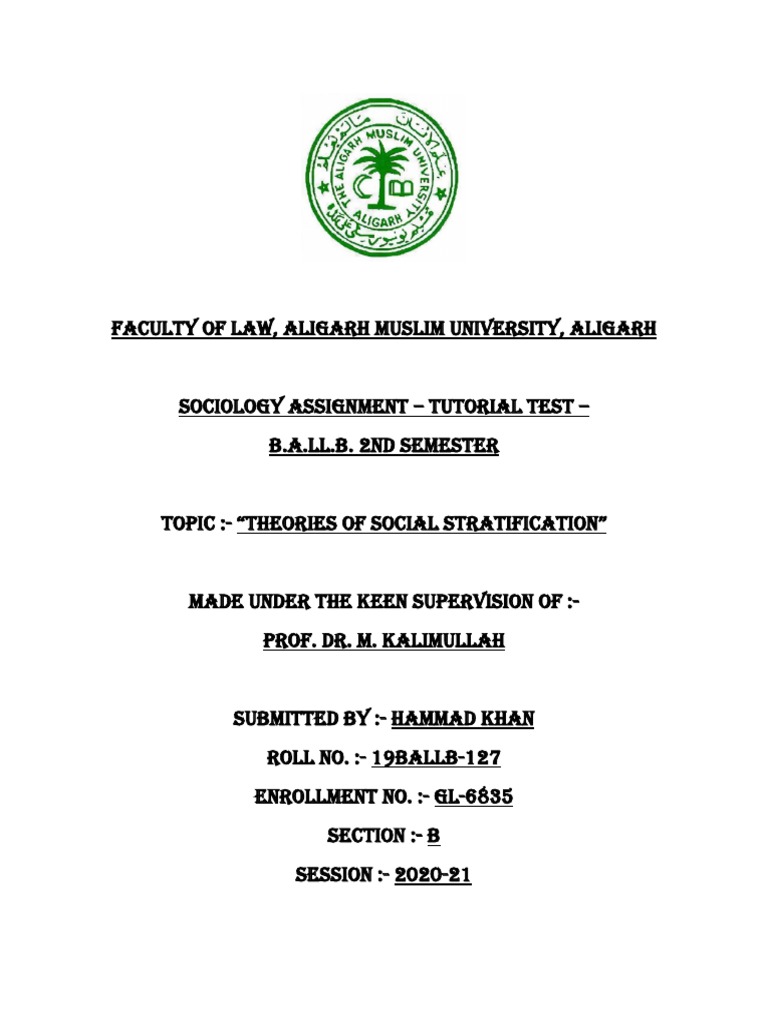 Sociology Assignment For Tutorial - BALLB 2nd Semester | PDF | Social Stratification | Capitalism