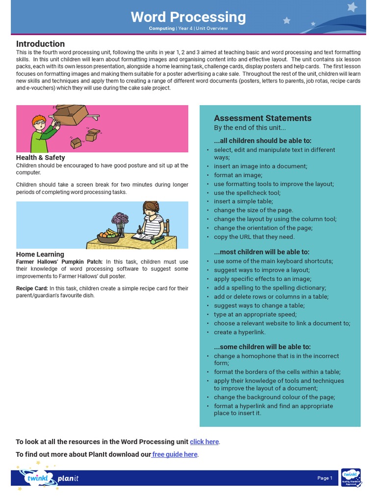Planning Overview - Word Processing | PDF | Page Layout | Word Processor